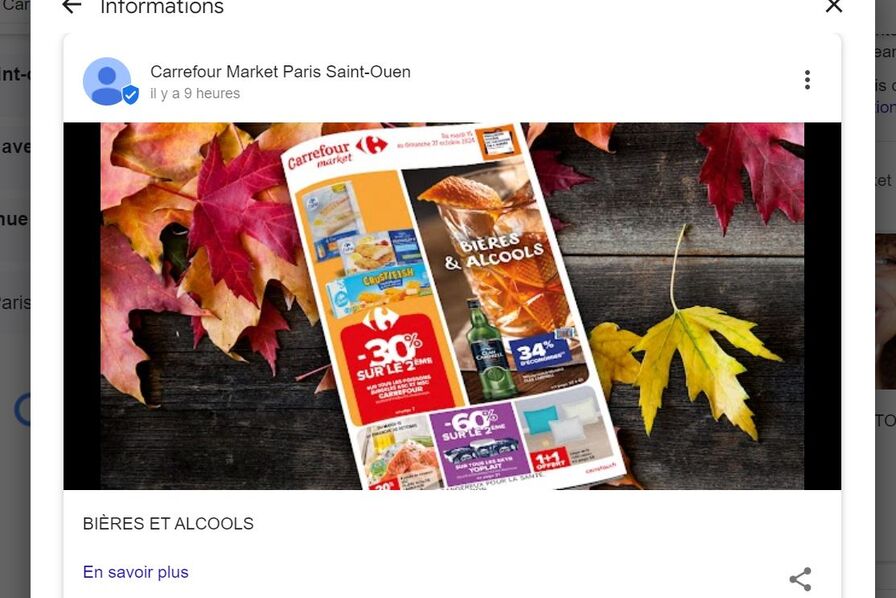 Carrefour expose ses e-prospectus sur les fiches Google My Business